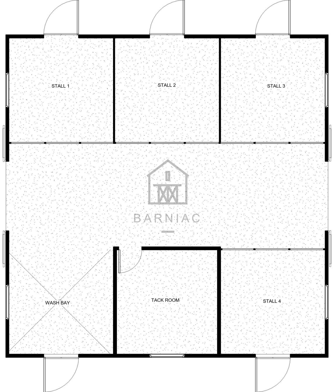 John Series - 4 Stall Barn Plan Layout *digital Download* 4 Horse ...
