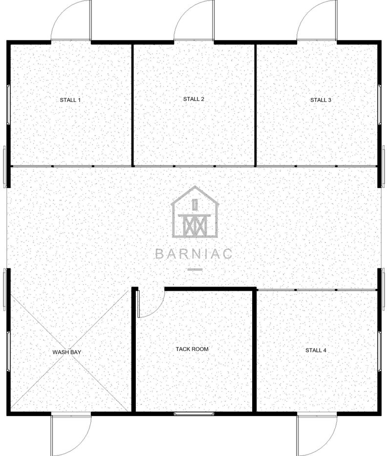 John Series - 4 Stall Barn Plan Layout *digital Download* 4 Horse ...