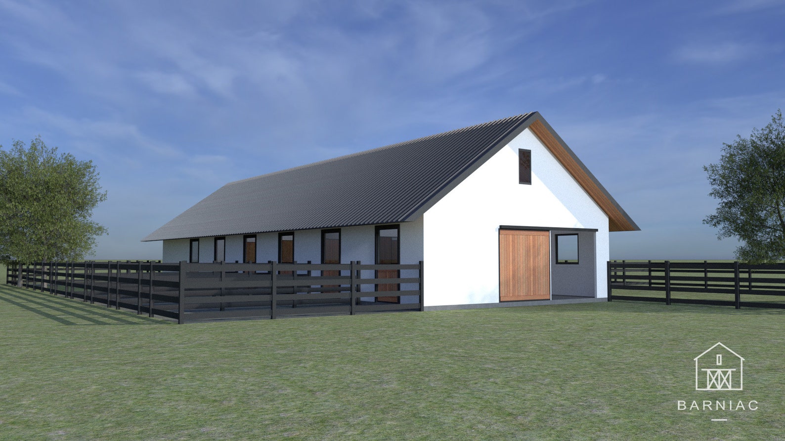 Barniac - Romans Plan Series - 5 Stall Barn (12x12 Stalls) - Digital ...