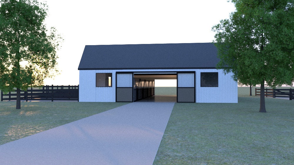 Matthew Series - 3 Stall Horse Barn Plans With Living Quarters ...