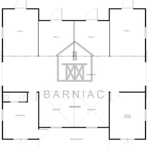 Matthew Plan Series - 4 Stall Horse Stable Plan Layout - Digital ...