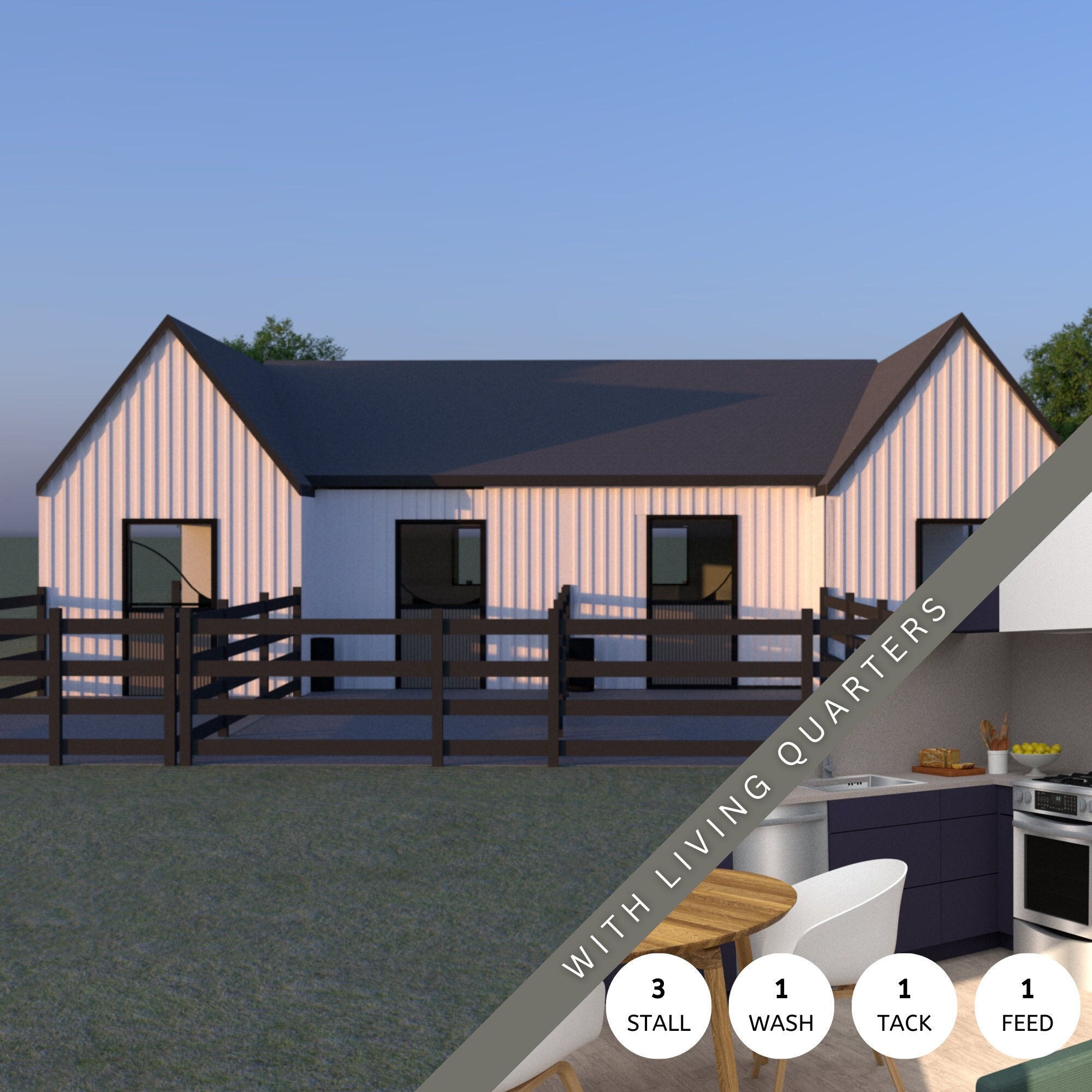 3 Stall Horse Barn Frame Horse Barn With Living Quarters Walters