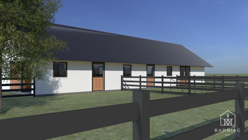 Barniac - Romans Plan Series - 5 Stall Barn (12x12 Stalls) - Digital ...