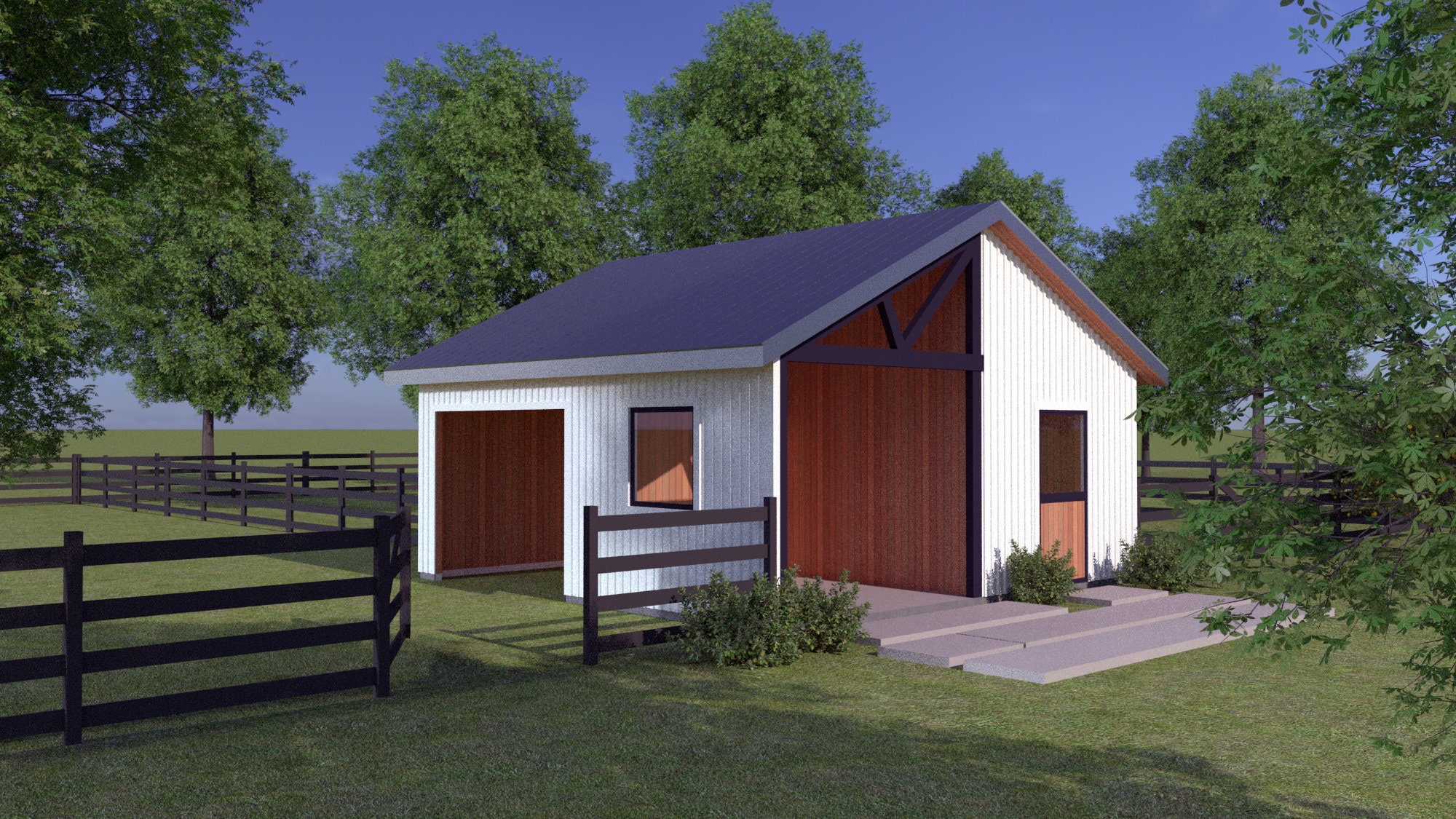 2 Stall Horse Barn Plans