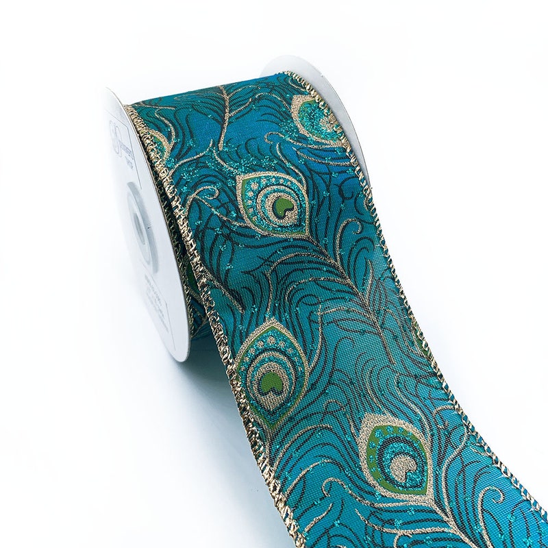 Gold and Peacock Ribbon - Etsy