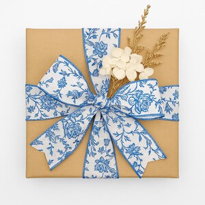 WR 63-5156 Holiday Blue Rose Floral Wired Edge Ribbons, 2.5" X 10 Yards ...