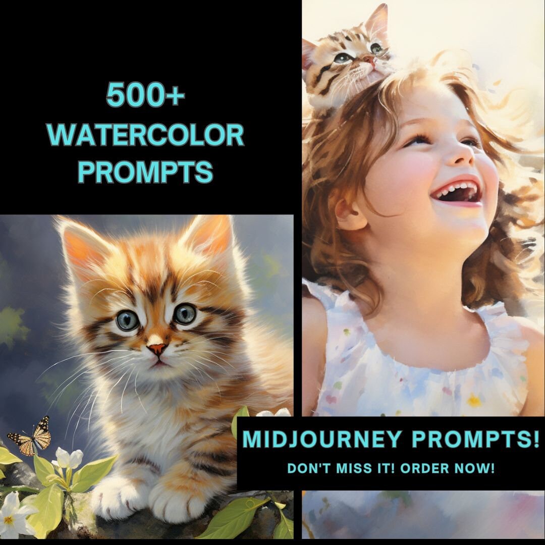 Watercolor Magic: 500+ Midjourney Watercolor Art Prompts - Instant Download - Elevate Your ...