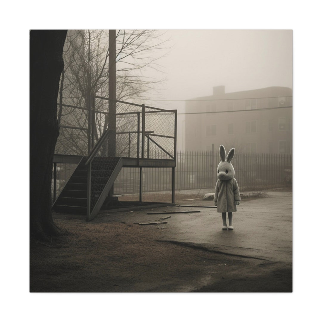 Edward Gorey-inspired Ghost Rabbit Canvas Print for Halloween - Etsy