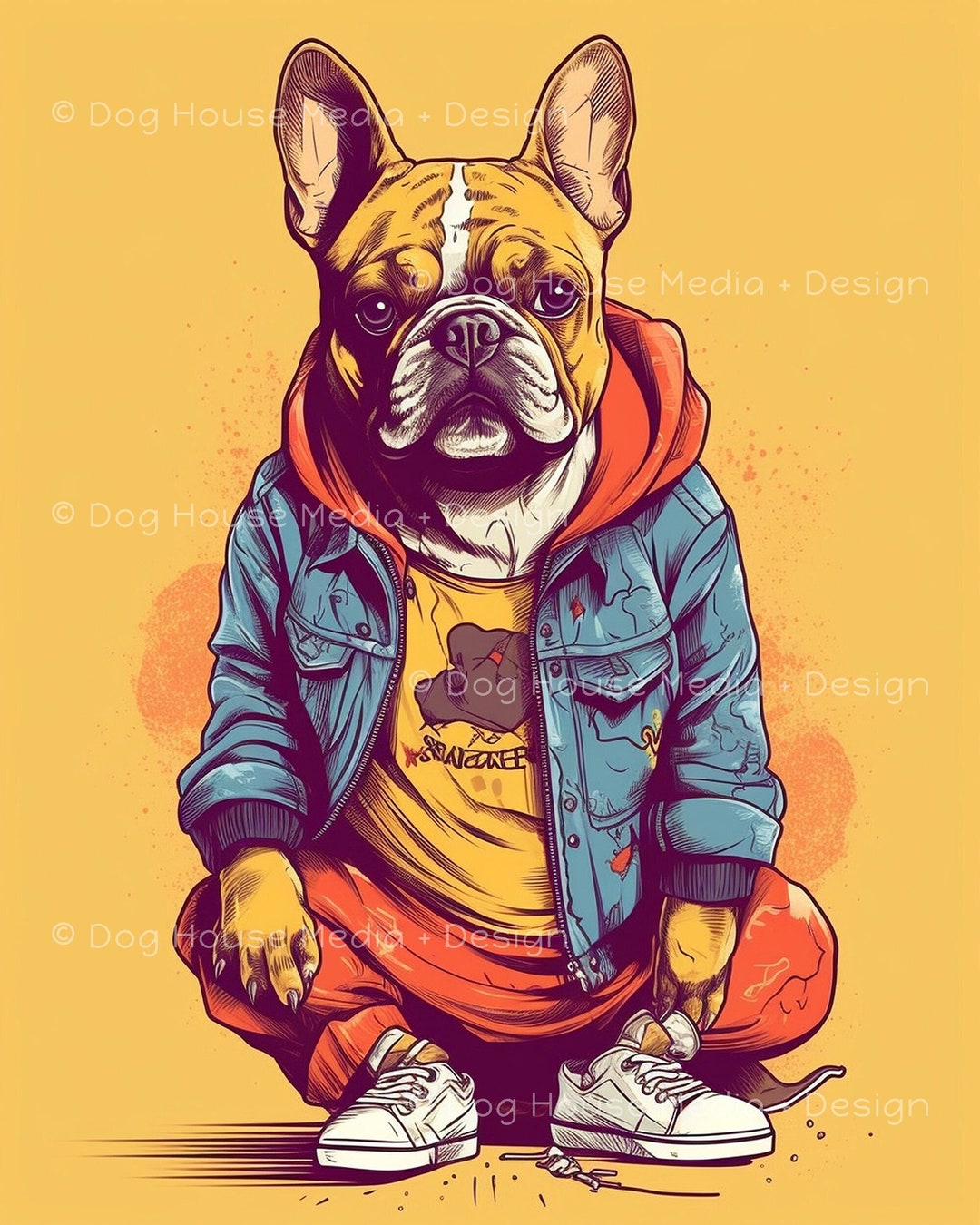 Frenchie Wall Decor, French Bulldog Art, Hip Hop Printable, Frenchie ...