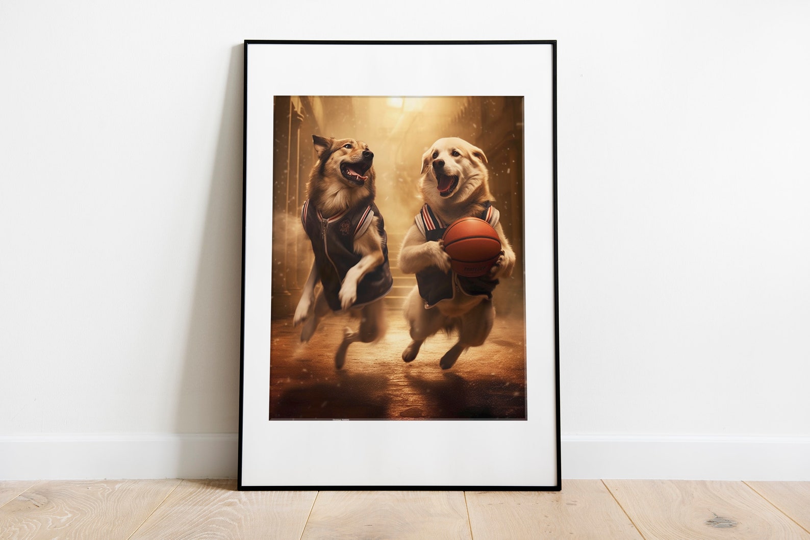 Basketball Dog Wall Decor, Dog Humor Art, Cool Dog Print, Dogs in ...