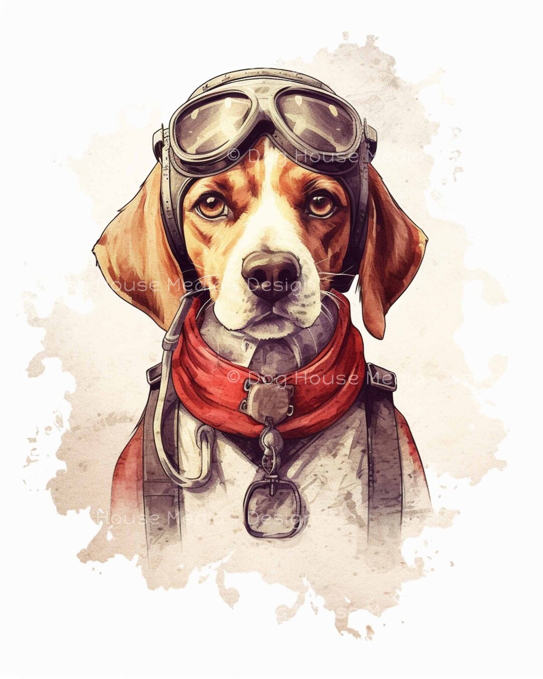Pilot Beagle Wall Decor, Aviator Dog Art, Cool Dog Print, Dogs in Pilot ...