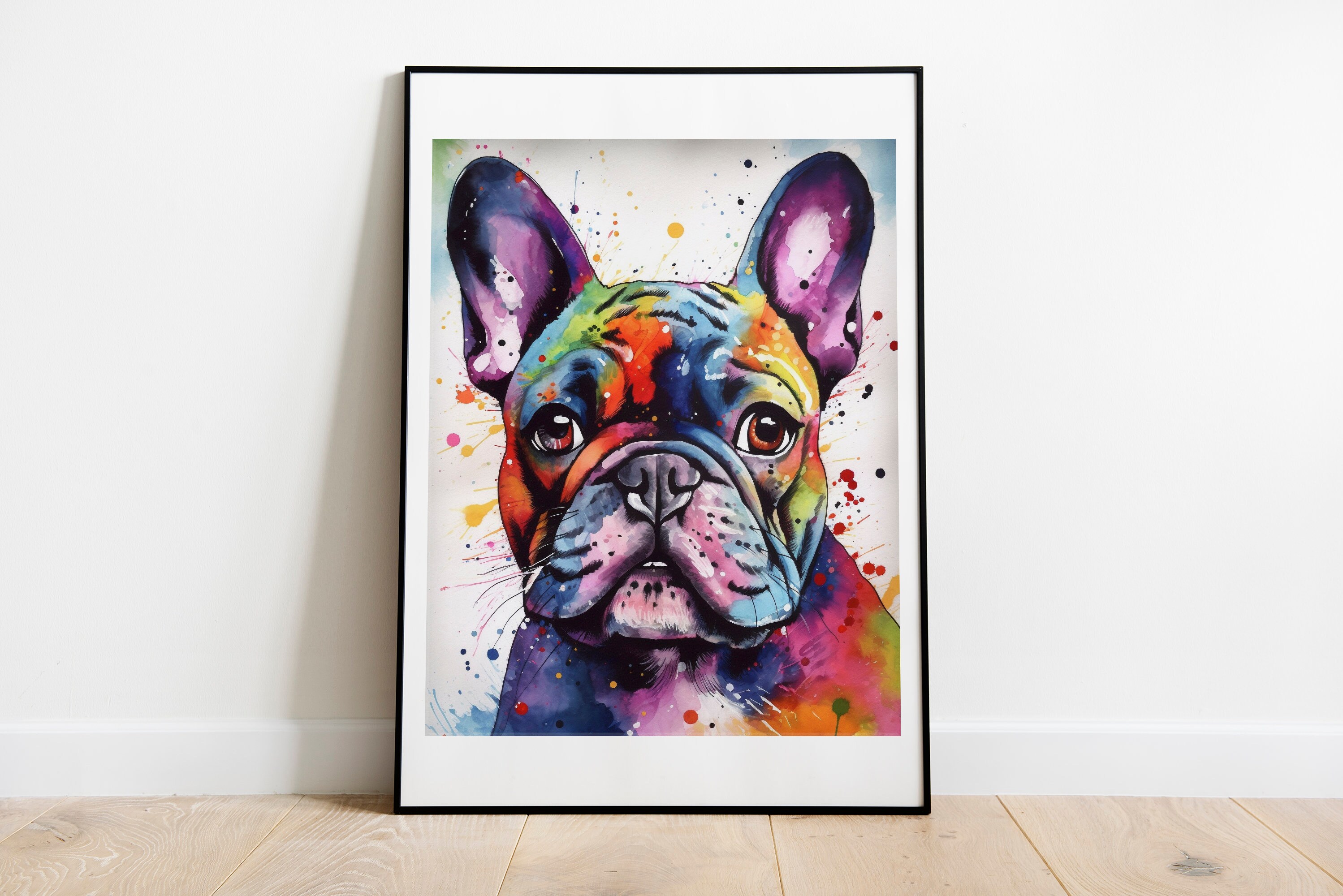 Colorful French Bulldog Art: Rainbow Frenchie Watercolor Print (digital ...
