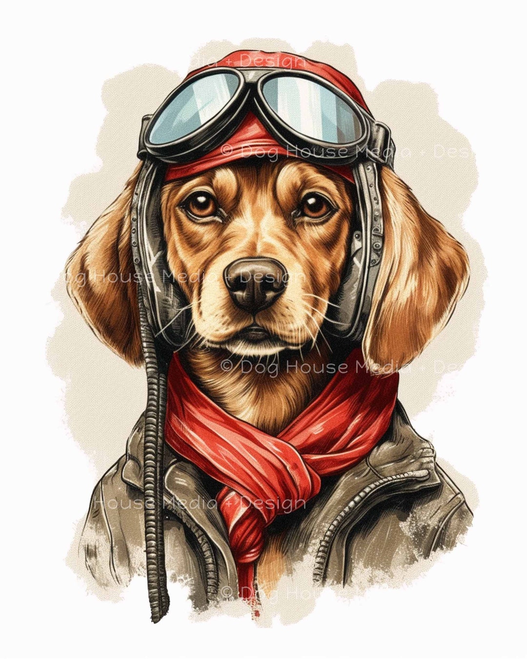 Pilot Dog Wall Decor, Aviator Dog Art, Cool Dog Print, Dogs in Pilot ...