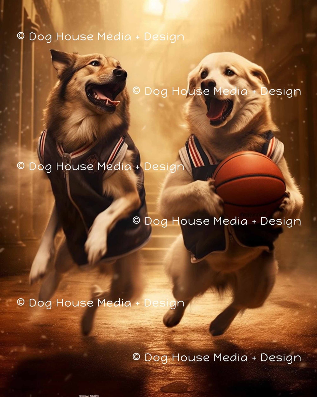 Basketball Dog Wall Decor Dog Humor Art Cool Dog Print Dogs - Etsy
