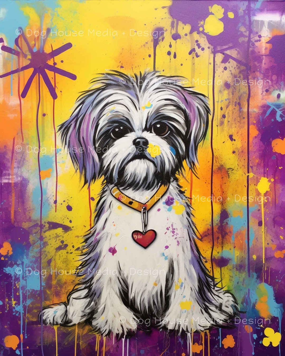 Shih Tzu Wall Decor, Shih Tzu Art, Hippy Wall Art, Zen Art Print ...