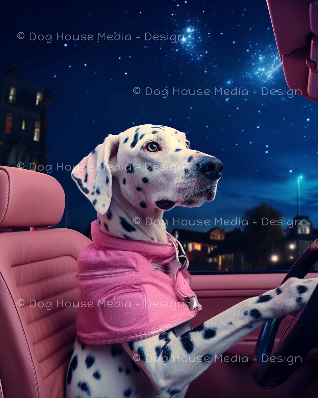 Dalmatian Wall Art, Dog Art Poster, Pink Cadillac Poster, Funky Wall ...