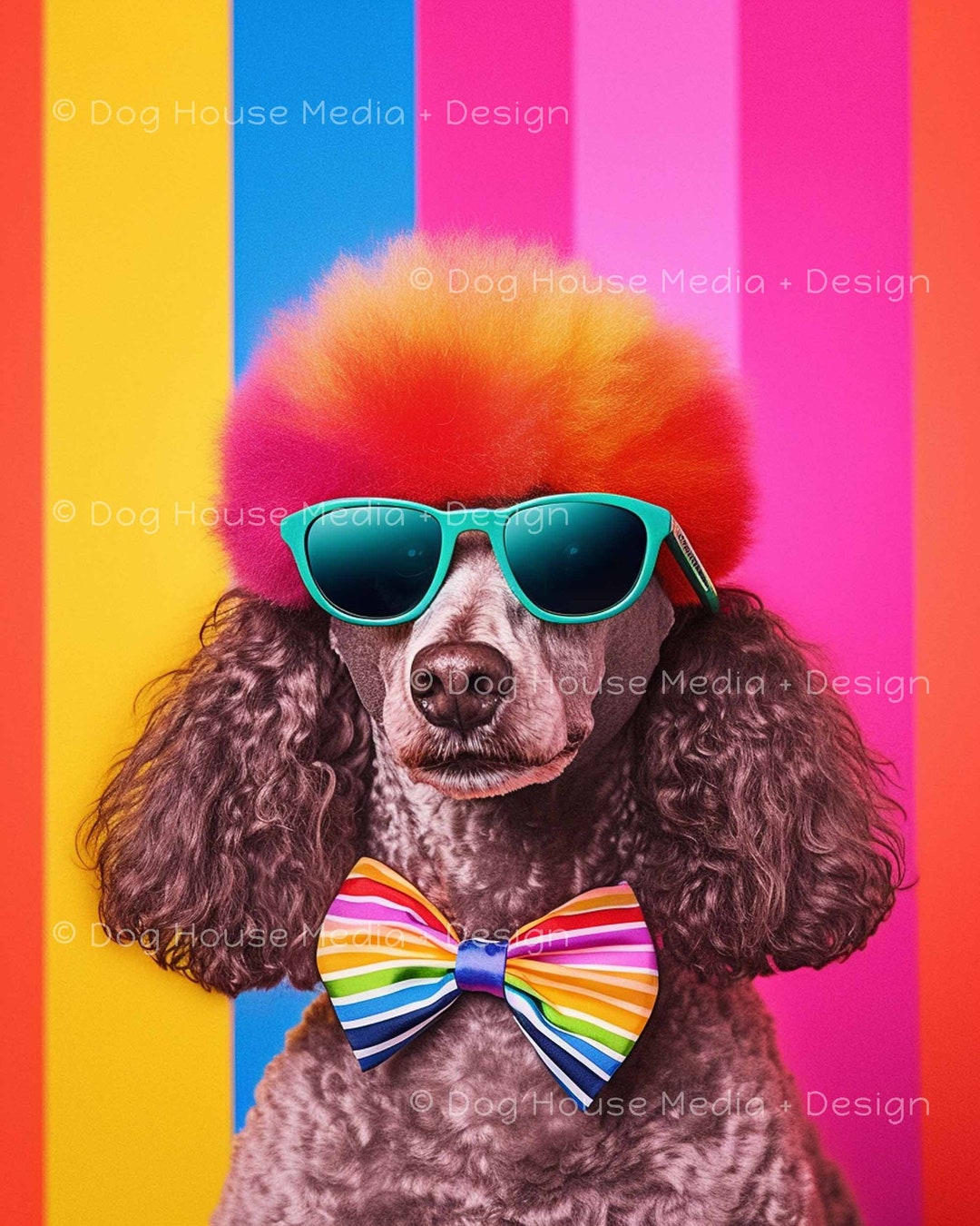 Rainbow Poodle Art Print: Funny Dog With Sunglasses (digital Download ...