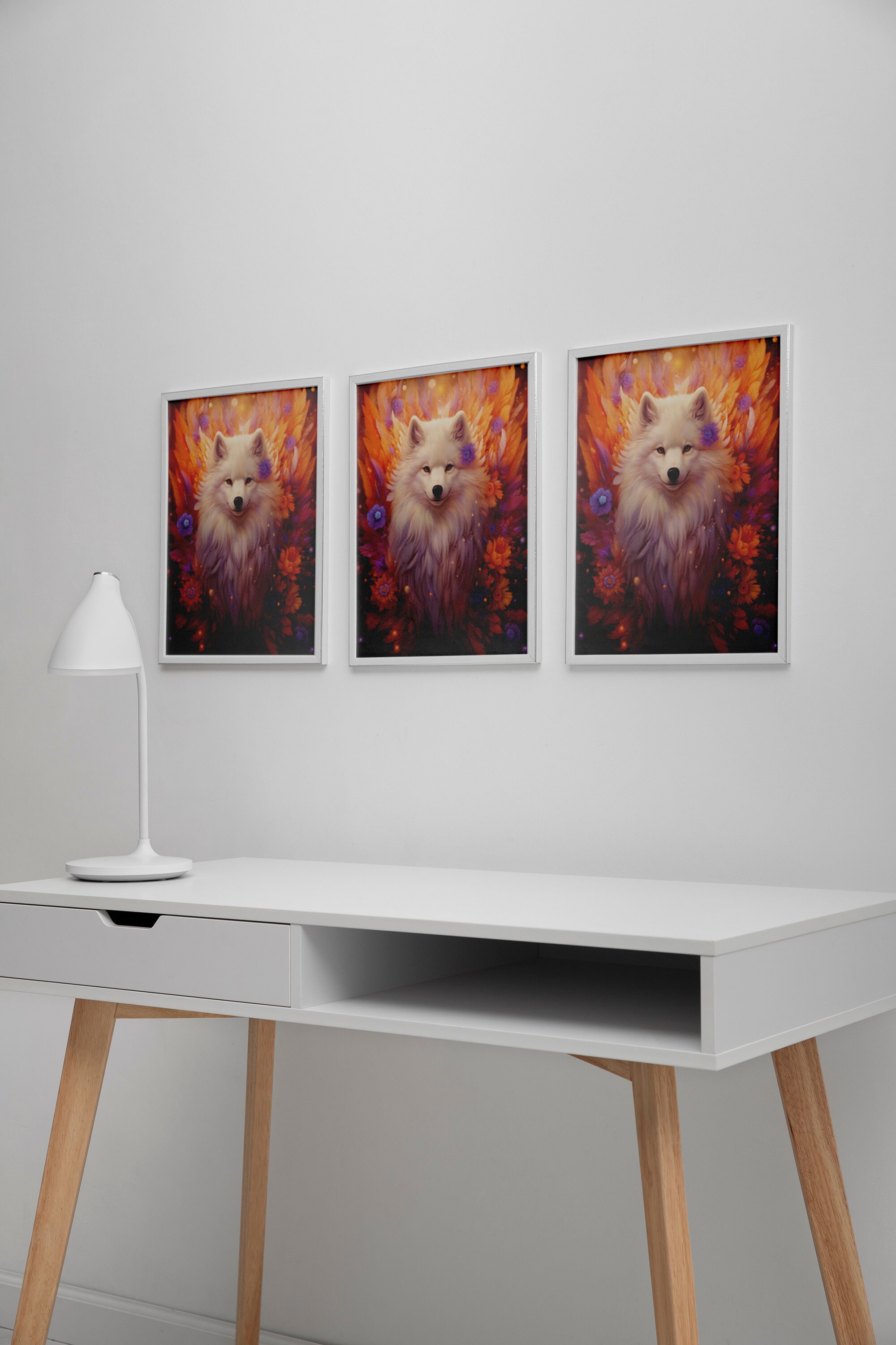 Samoyed Wall Decor, Fantasy Art Print, Cool Dog Art Print, Rebirth Mood ...