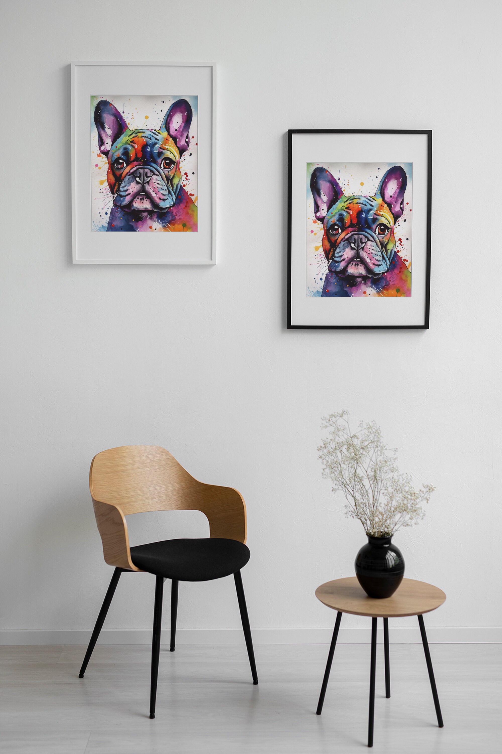 Colorful French Bulldog Art: Rainbow Frenchie Watercolor Print (digital ...