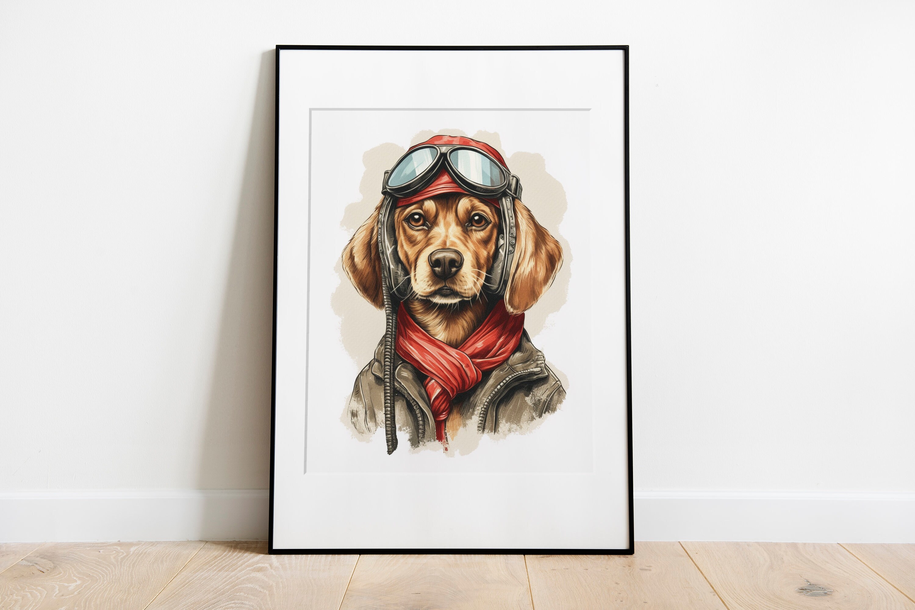 Pilot Dog Wall Decor, Aviator Dog Art, Cool Dog Print, Dogs in Pilot ...