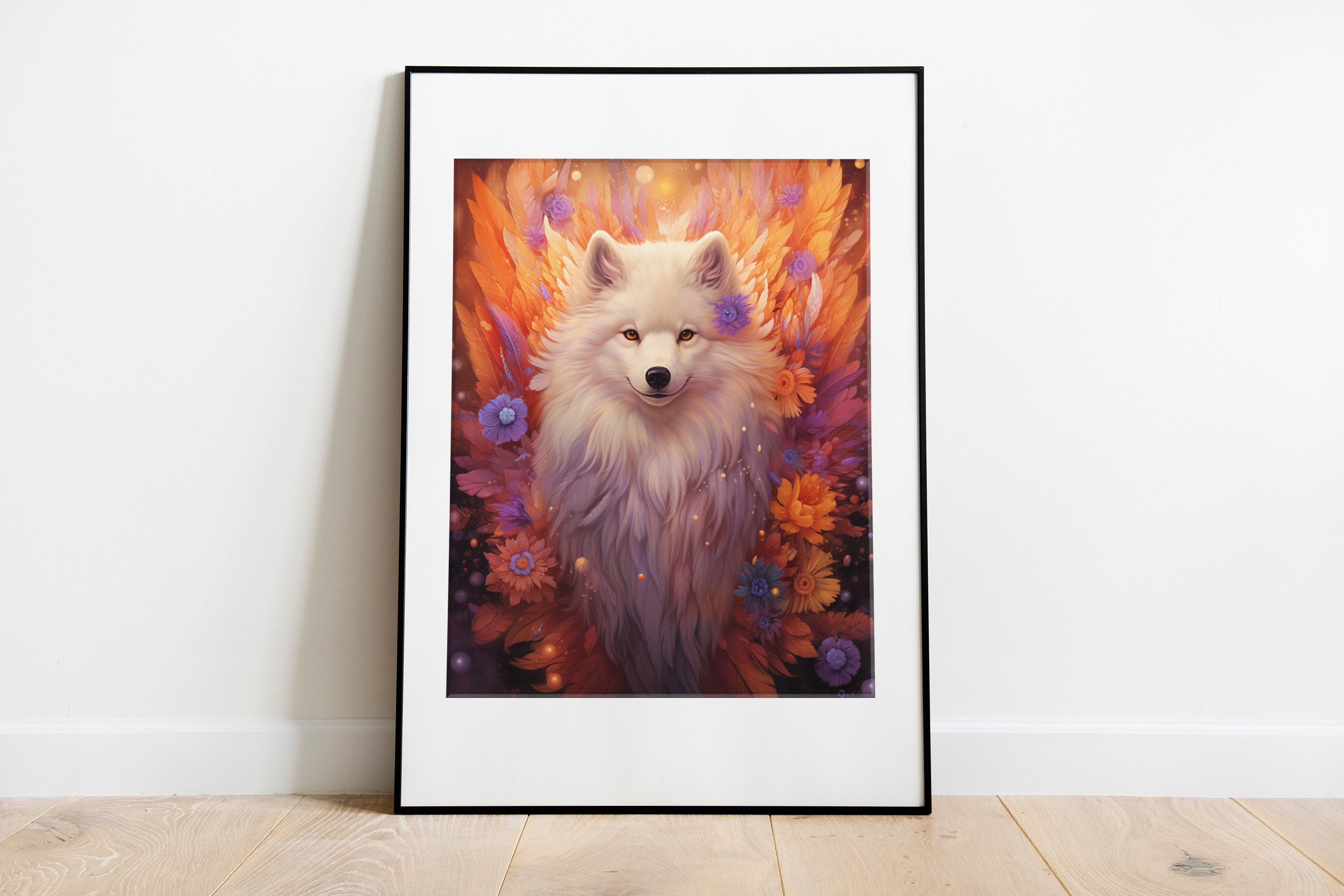 Samoyed Wall Decor, Fantasy Art Print, Cool Dog Art Print, Rebirth Mood ...