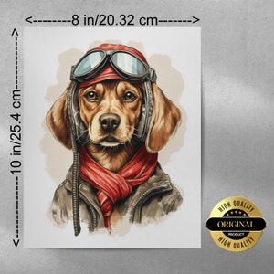 Pilot Dog Wall Decor, Aviator Dog Art, Cool Dog Print, Dogs in Pilot ...