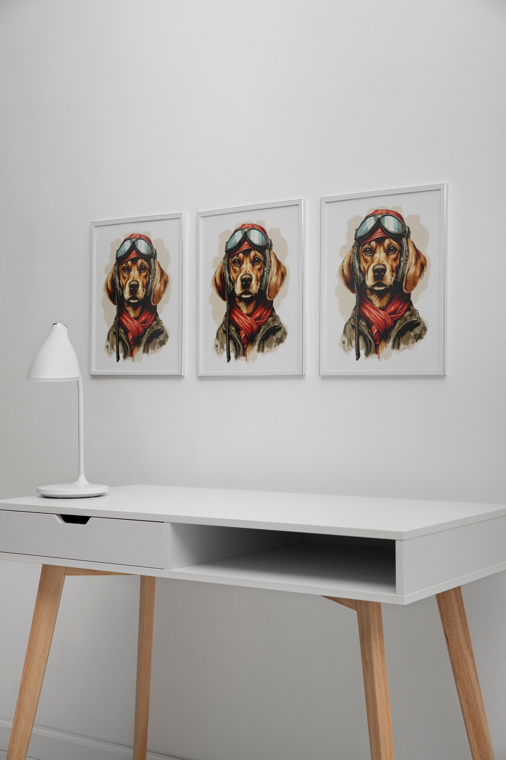 Pilot Dog Wall Decor, Aviator Dog Art, Cool Dog Print, Dogs in Pilot ...