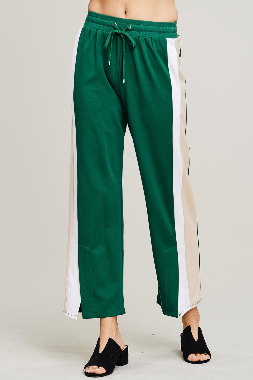 Color-blocked Track Pants With Side Stripes – Casual High-waist ...