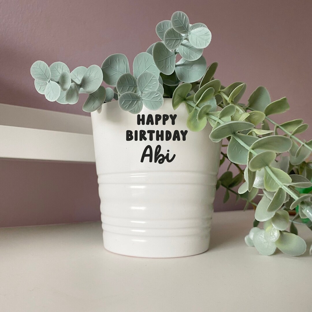 Personalised Birthday Plant Pot Vinyl Decal - Plant and Pot NOT ...