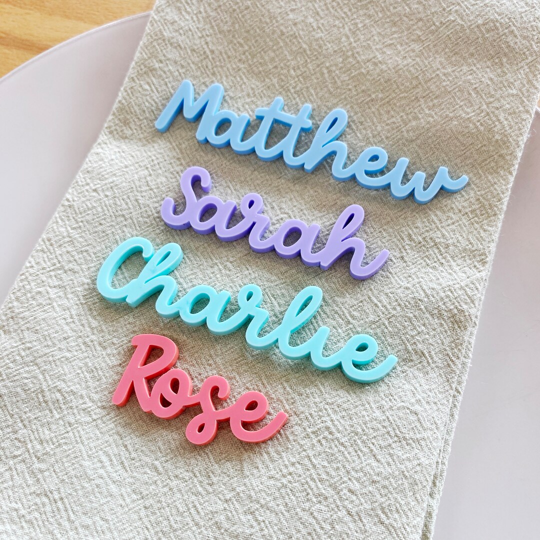Pastel Acrylic Place Names Colourful Names Party Table Settings ...