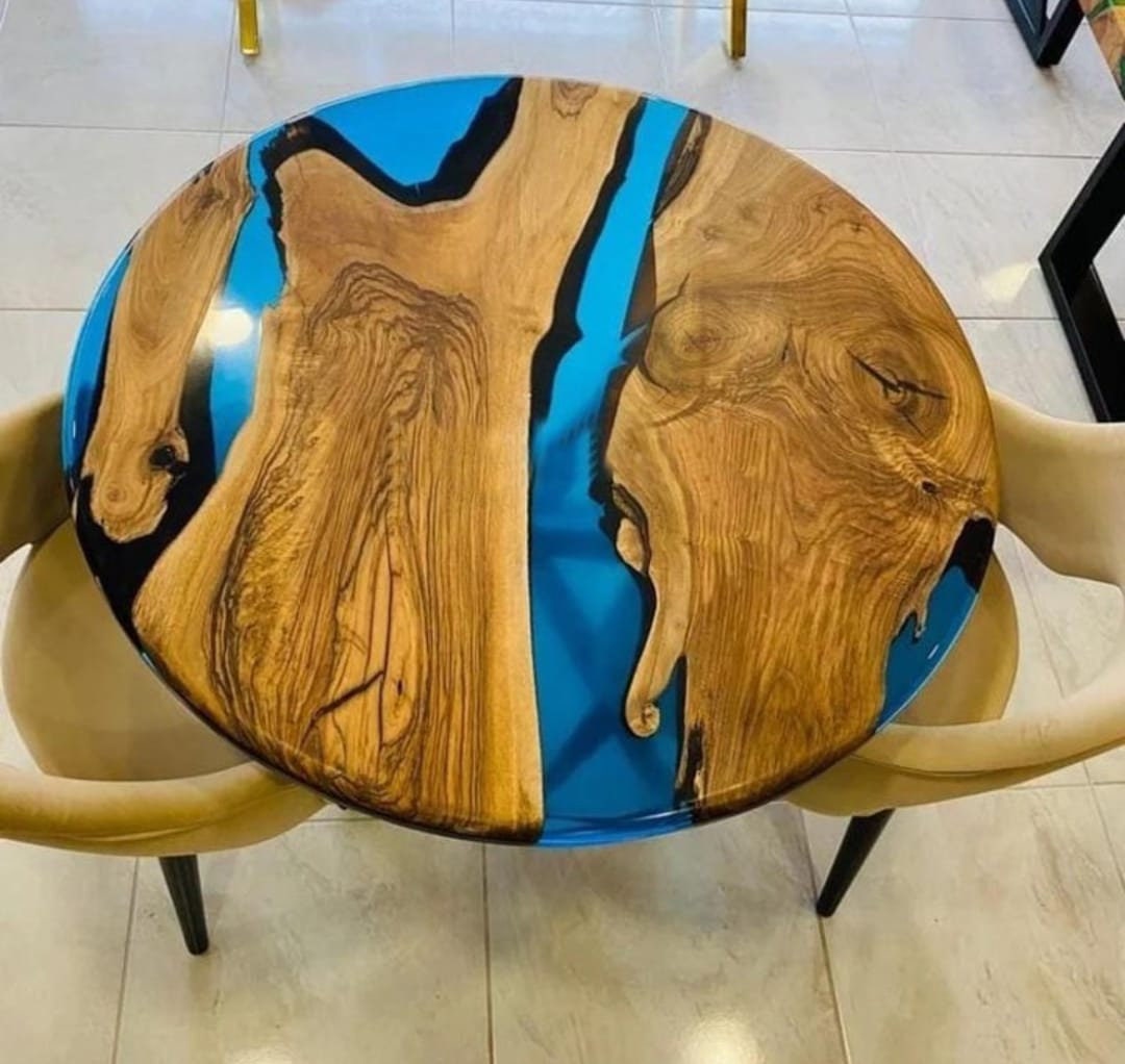 Walnut Blue Epoxy Round Coffee Table Walnut Coffee Table - Etsy