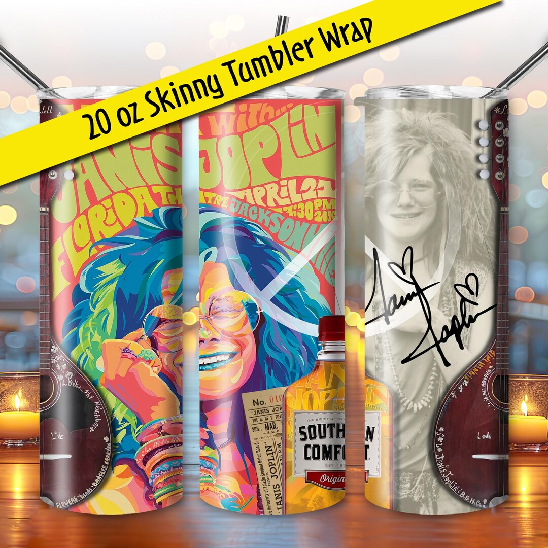 Janis Sublimation Tumbler Wrap Singer Gift Sub Retro Rock and Roll ...
