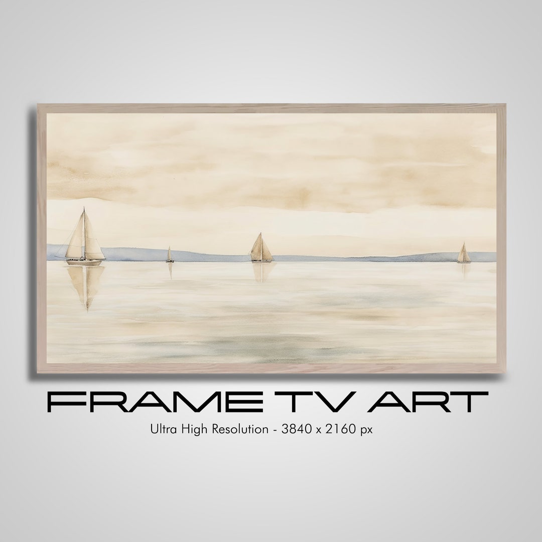 Samsung Frame Art TV Frame, Minimal Landscape, Muted Tones, Coastal ...