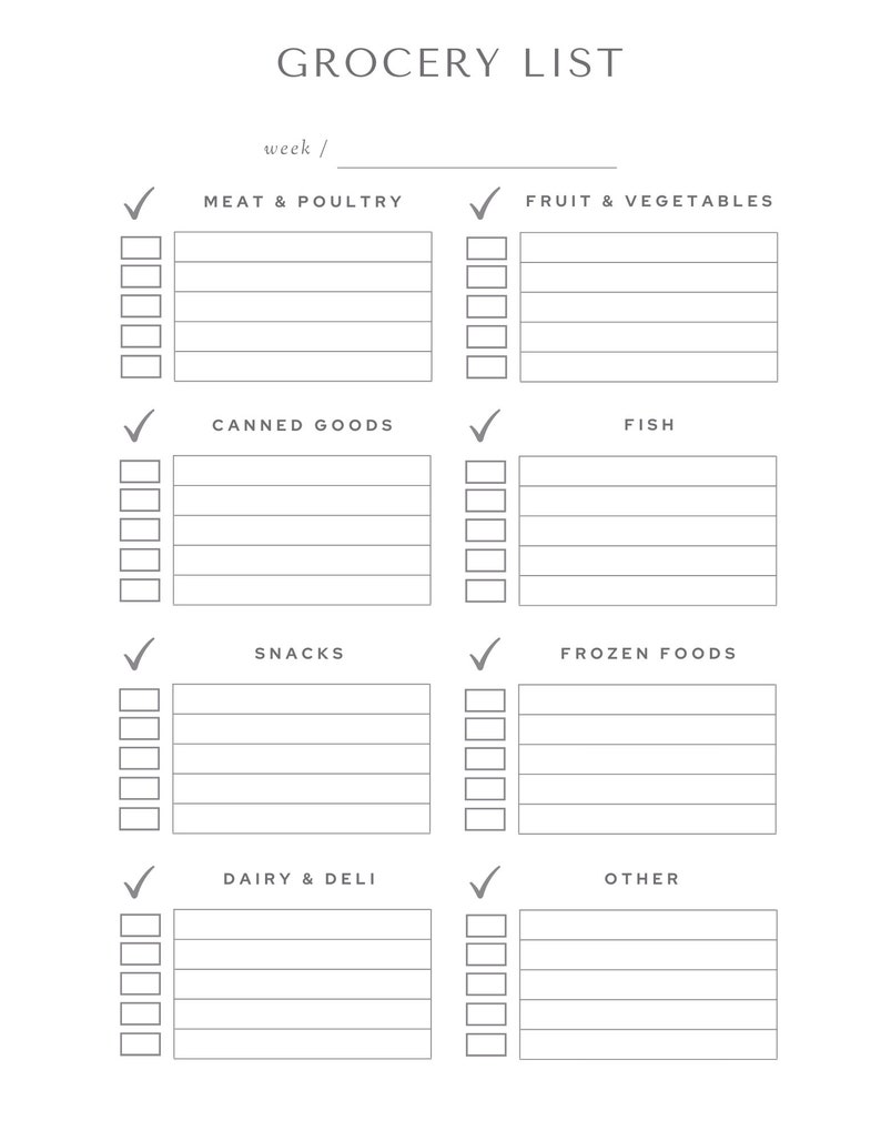 Grocery List Printable Health Weight Loss Planner Kit Meal Plan ...