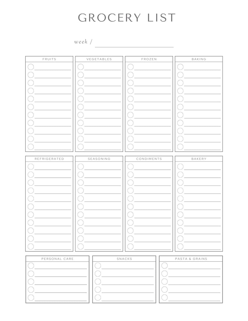 Grocery List Printable Health Weight Loss Planner Kit Meal Plan ...