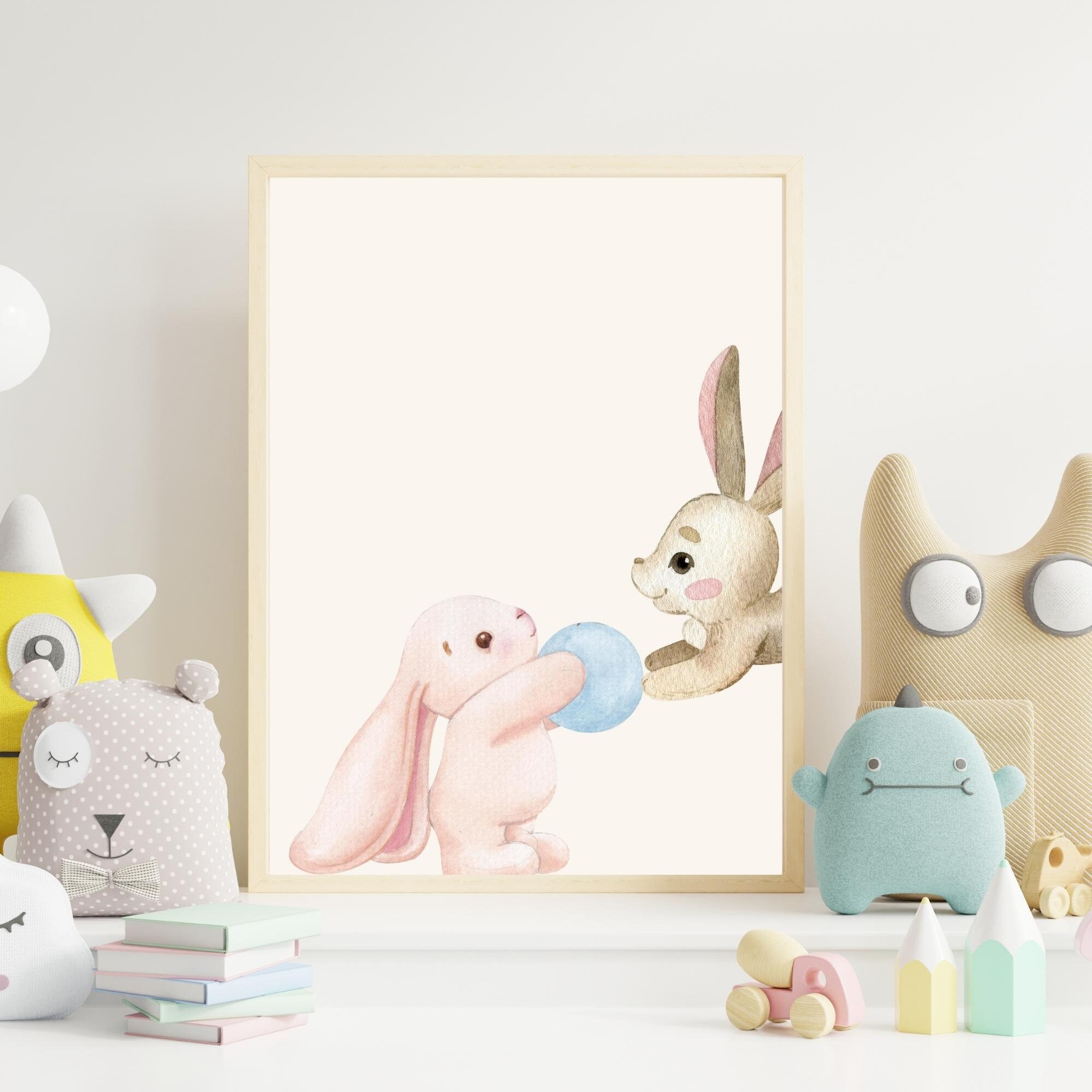 Bunny Wall Decor Set, 6 Piece Wall Set, Bunny Wall Print, Animal ...