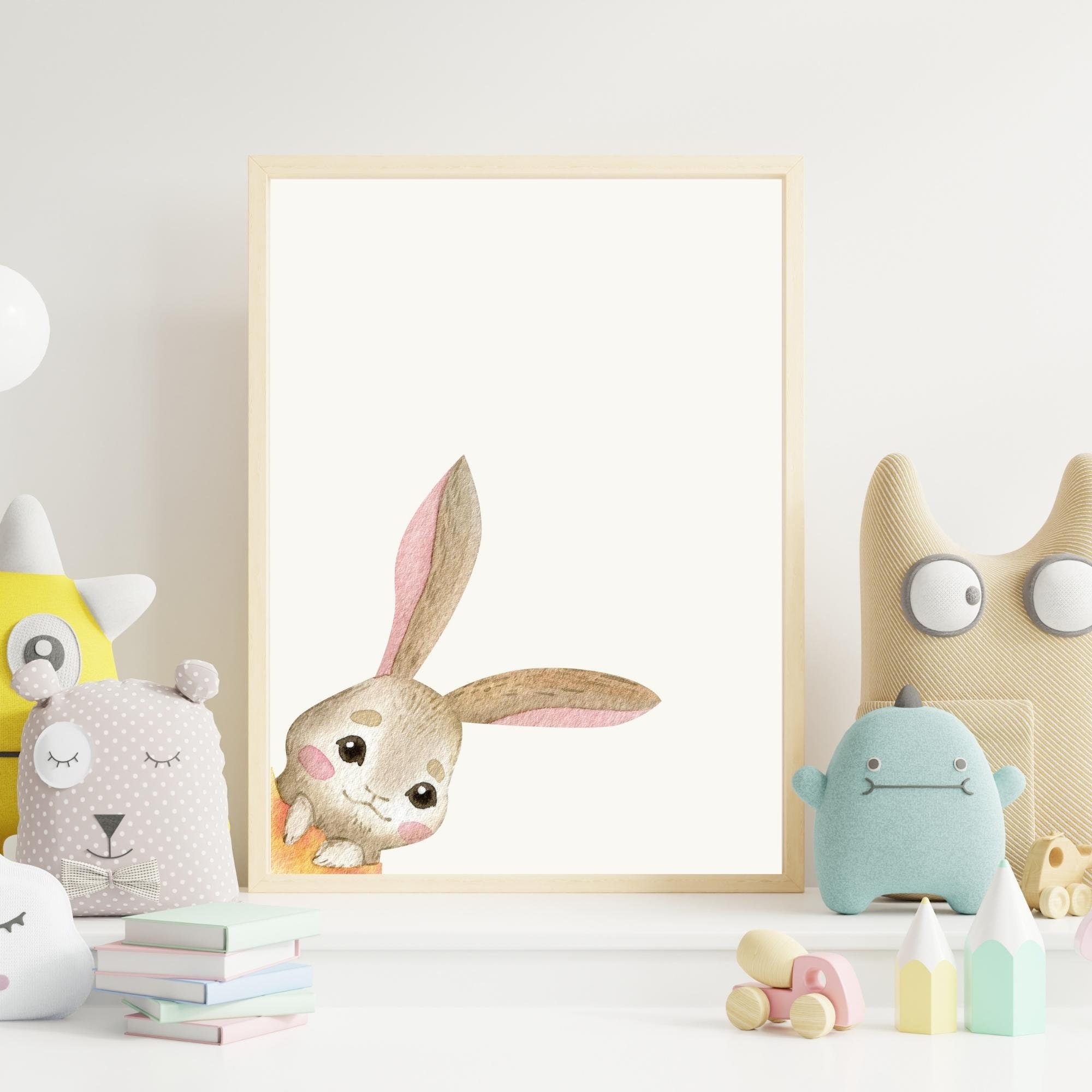 Bunny Wall Decor Set, 6 Piece Wall Set, Bunny Wall Print, Animal ...