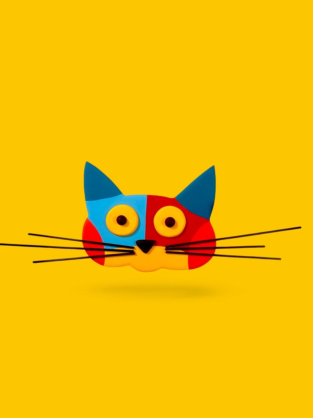 Colorful Wooden Cat Face Wall Decor - Unique Gift for Kids and Animal ...