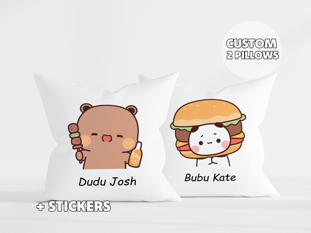 2 Custom Bubu Dudu Pillows - Panda Bear, Your Name Pillow, Gift for Her ...