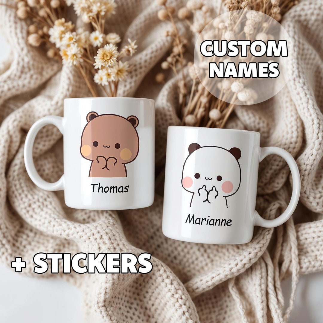 Personalized Dudu & Bubu Mugs - Set of 2 Mugs, Funny Panda and Bear ...