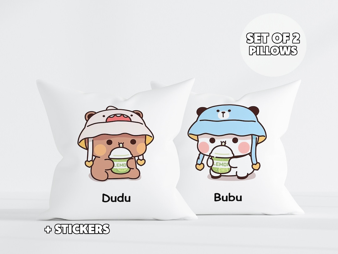 Set of 2 Bubu Dudu Pillow - Gift for Couples, Anniversary Gift, Cute Bears Pillow, Matches Gift ...