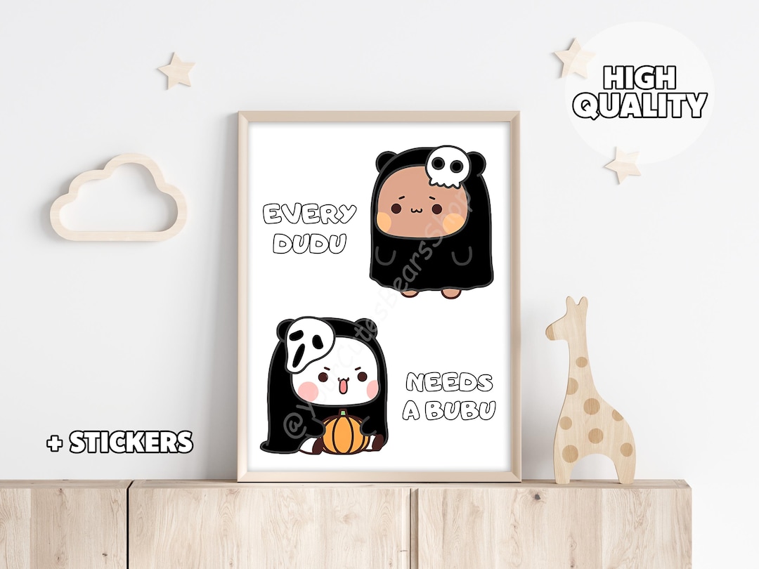 Cute Halloween Dudu and Bubu Poster Wall Art, Gift for Her, Gift for ...