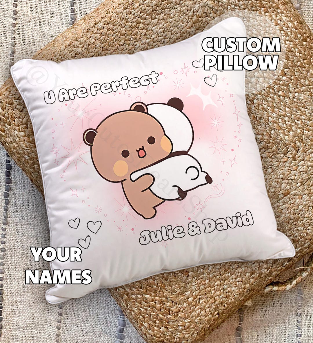 Personalized Dudu & Bubu Pillow - Your Names, Custom Gift, Birthday ...