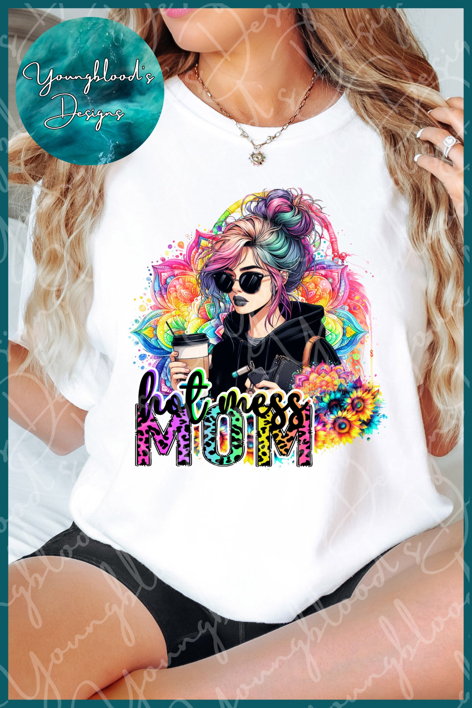 Hot Mess Mom Shirt Design | Digital Download | Transparent Background ...