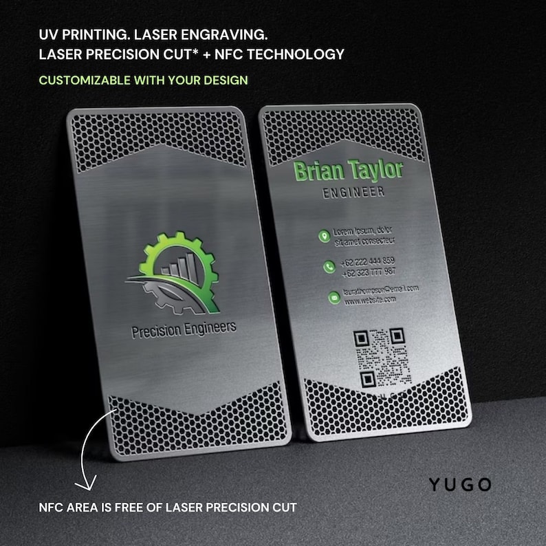 Yugo Customizable Full Metal Stainless Steel NFC Digital Business Card ...