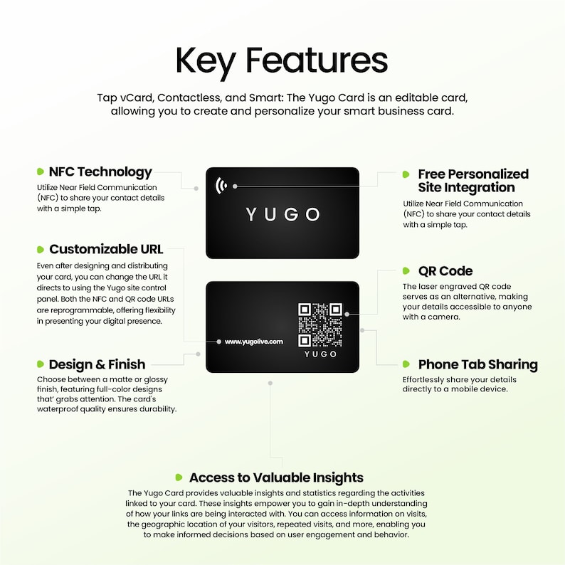 Yugo Customizable Full Metal Stainless Steel NFC Digital Business Card ...