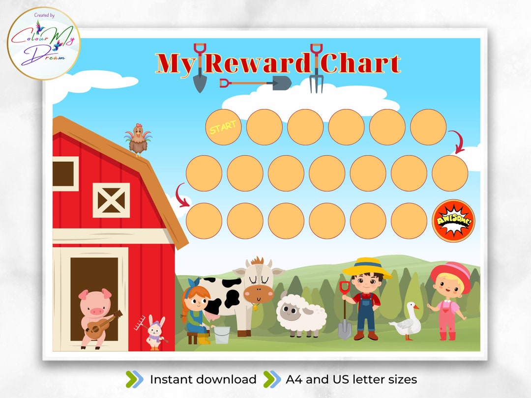 FARM Kids Reward Chart / Printable / Digital Download / Kids / - Etsy ...