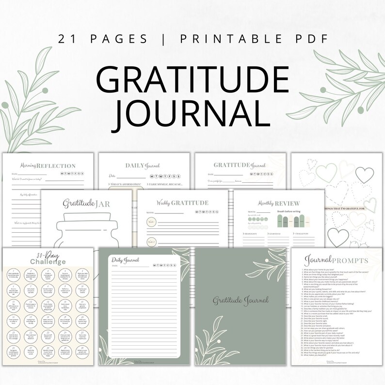 Gratitude Journal Printable, Daily Gratitude Journal, Journal Prompts ...