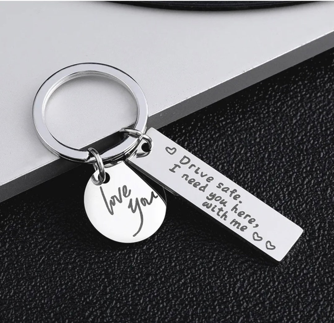 Personalized Metal Keychain, Drive Safe Keychain, Custom Engraved ...