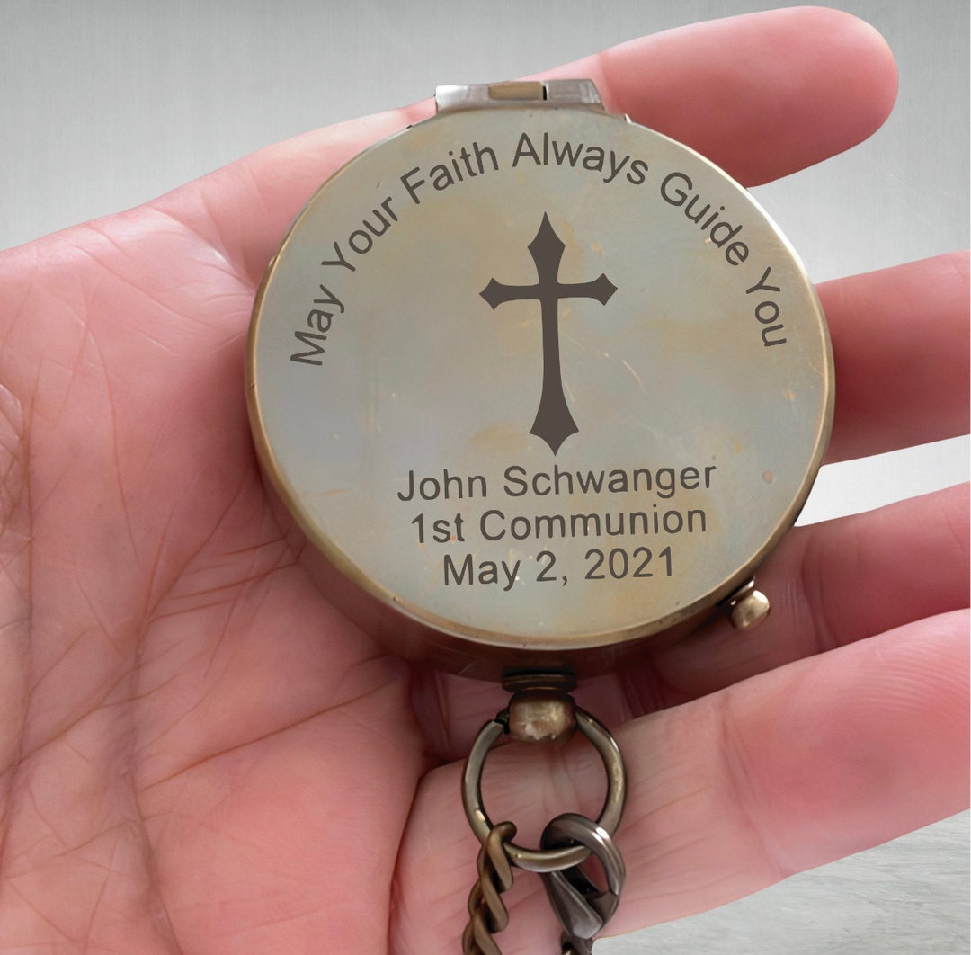 Personalized Baptism Compass, First Holy Communion Custom Compass ...